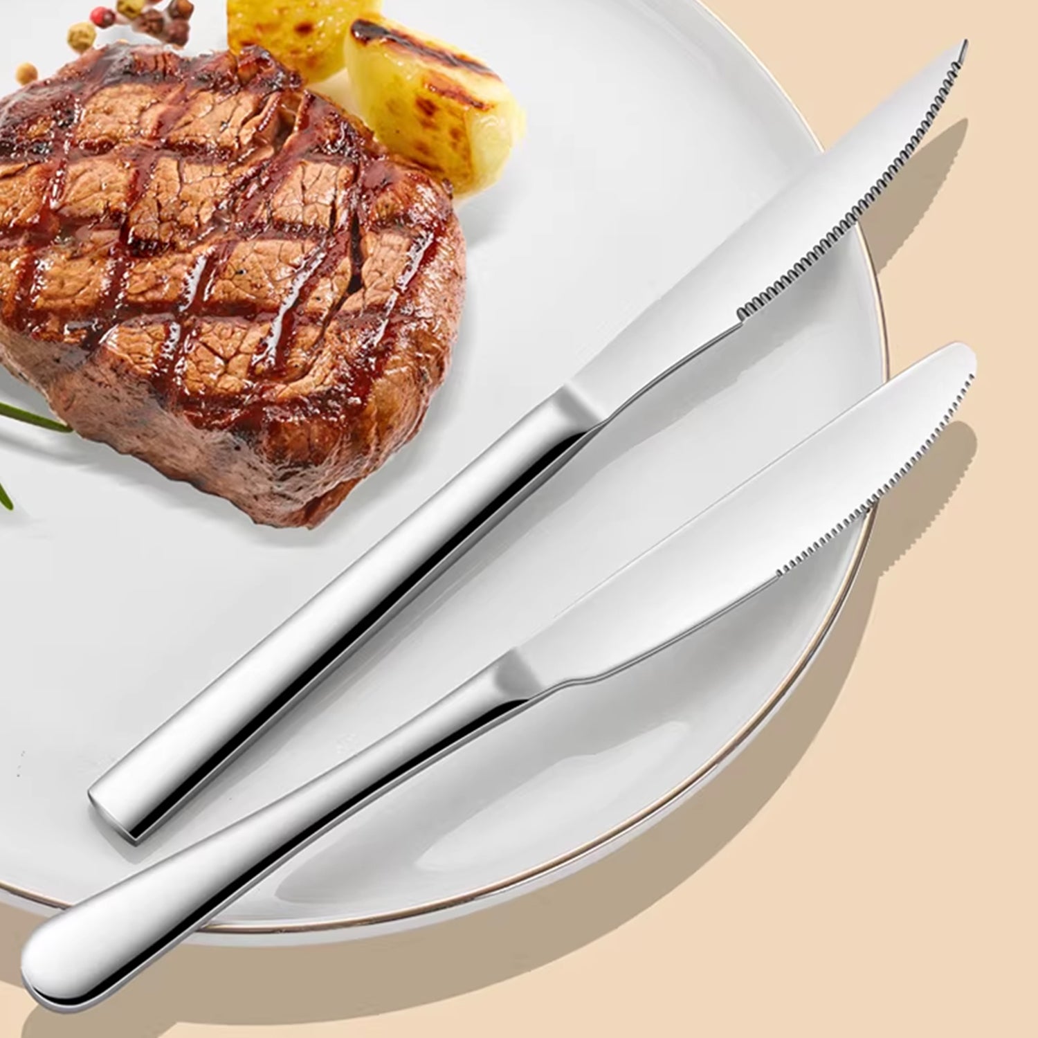 Opsticle Stainless Steel Table Knives Set of 2 with Mirror Finish for